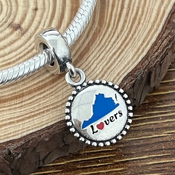 Pandora | Jewelry | Pandora Virginia Map Blue Lovers Dangle Charm ...